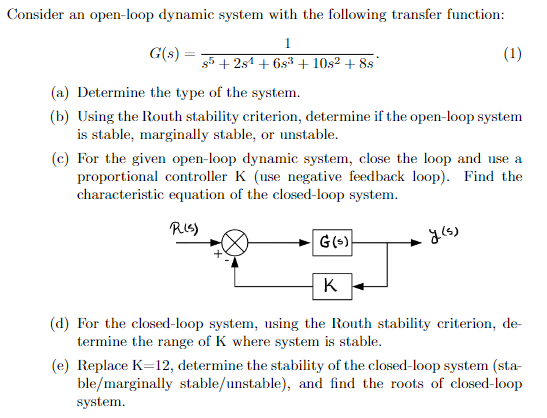 Solved Consider An Open Loop Dynamic System With The 1950