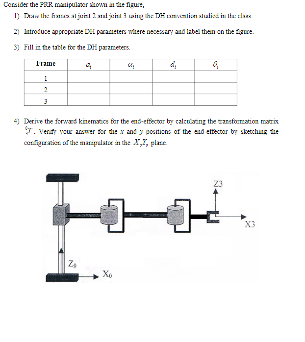 Consider the PRR manipulator shown in the figure, 1) | Chegg.com