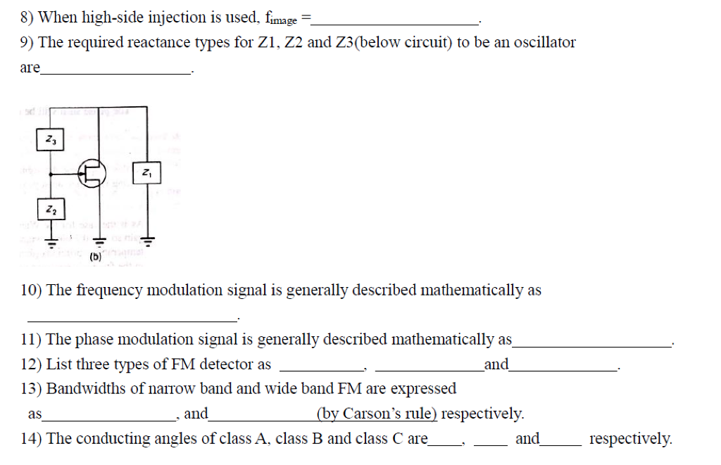 Solved 8) When high-side injection is used, fimage 9) The | Chegg.com