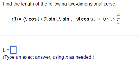 Solved Find the length of the following two-dimensional | Chegg.com