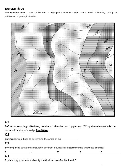 Solved Exercise Three Where the outcrop pattern is known, | Chegg.com