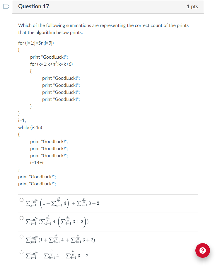 Solved Which of the following summations are representing | Chegg.com