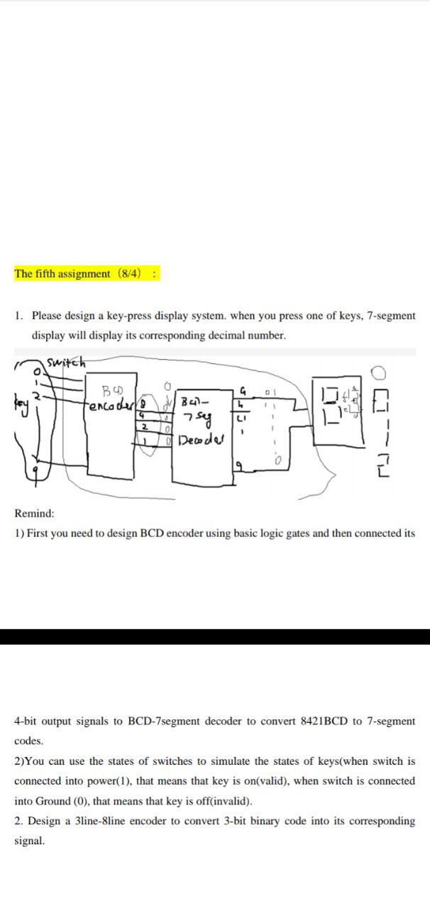 Solved The fifth assignment (8/4): 1. Please design a | Chegg.com