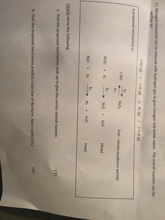 Solved Nitrogen monoxide can be reduced with hydrogen gas to | Chegg.com