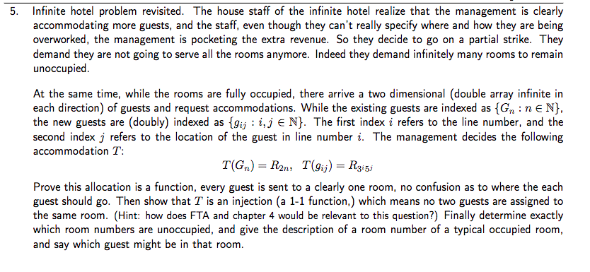Solved 5. Infinite hotel problem revisited. The house staff | Chegg.com