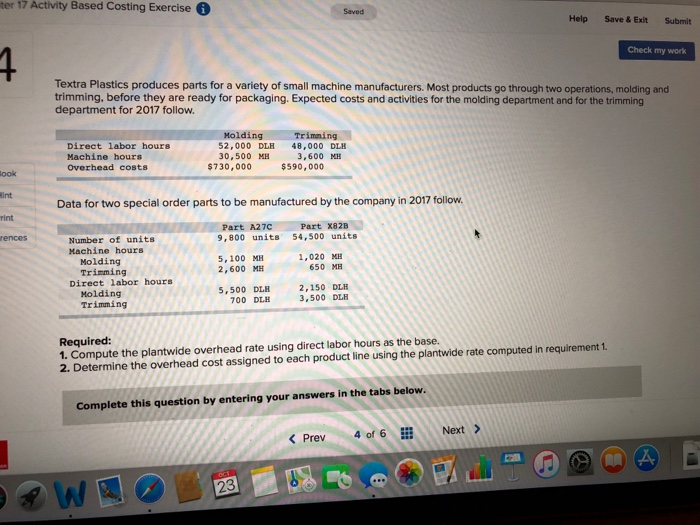 Solved ter 17 Activity Based Costing Exercise Saved Help | Chegg.com