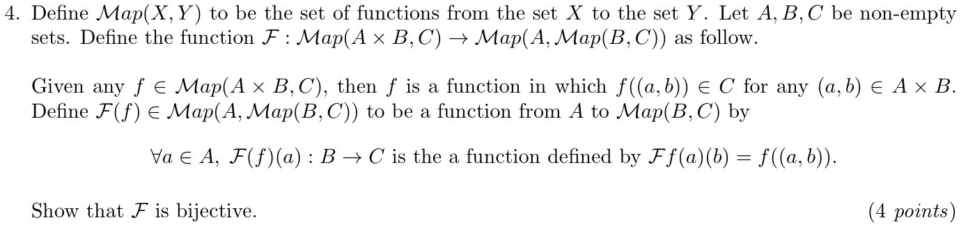 Solved 4. Define Map(X,Y) to be the set of functions from | Chegg.com