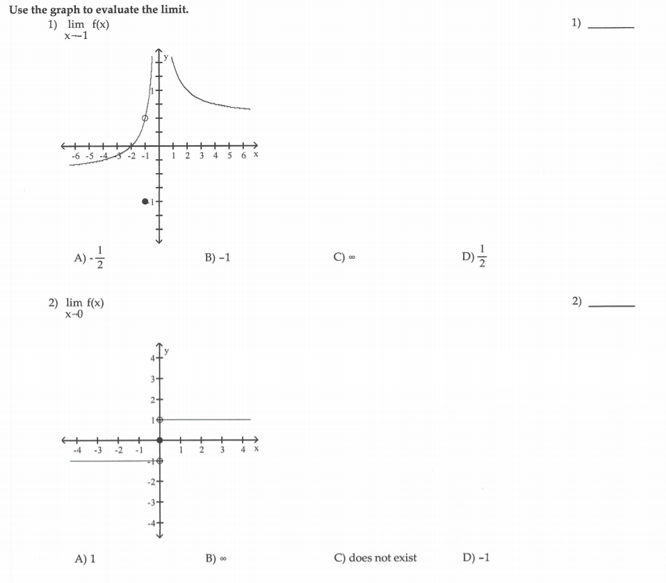 Solved Use the graph to evaluate the limit. 1) lim f(x) 1) | Chegg.com