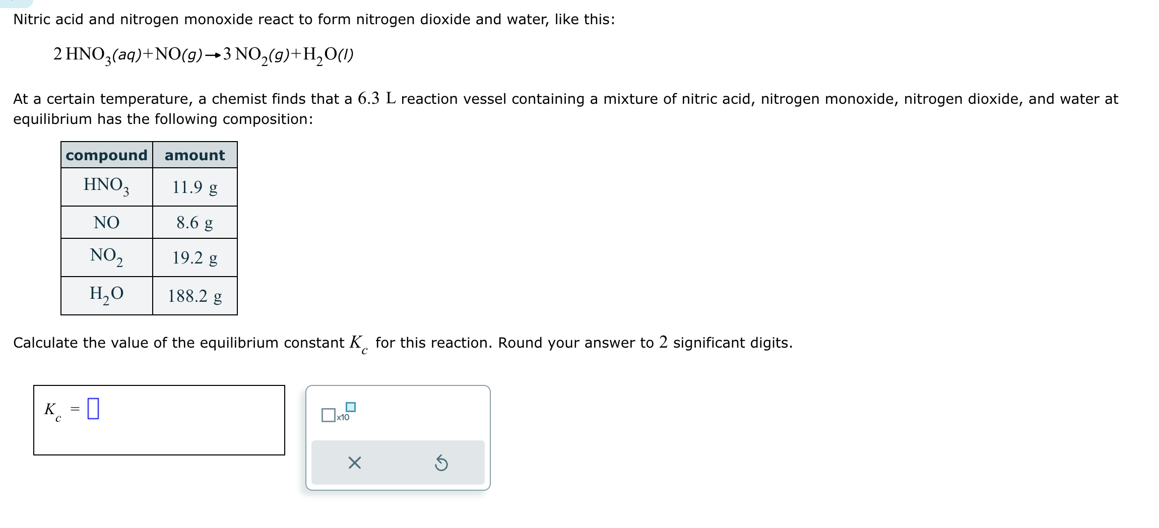 Solved Nitric acid and nitrogen monoxide react to form | Chegg.com