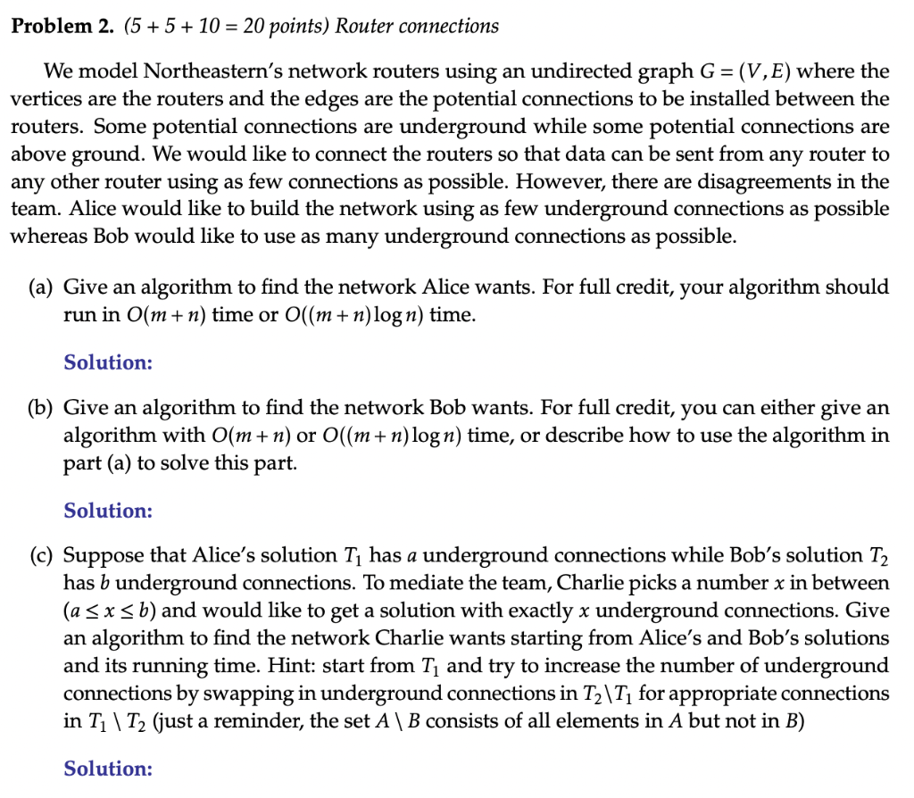 Solved Problem 2. (5 + 5 + 10 = 20 points) Router | Chegg.com