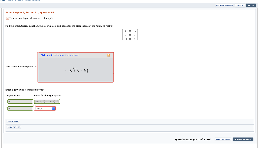 Solved PRINTER VERSION BACK NEXT Anton Chapter 5, Section | Chegg.com