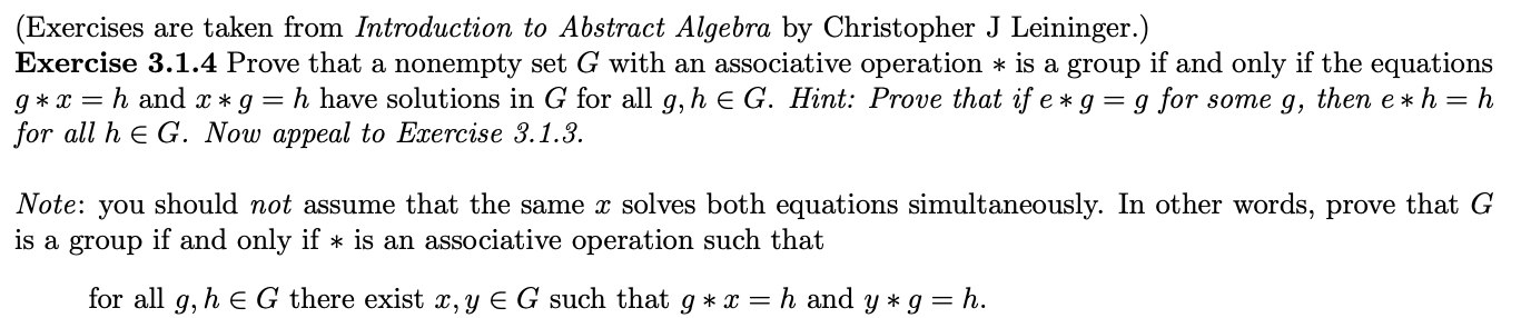 Solved (Exercises are taken from Introduction to Abstract | Chegg.com