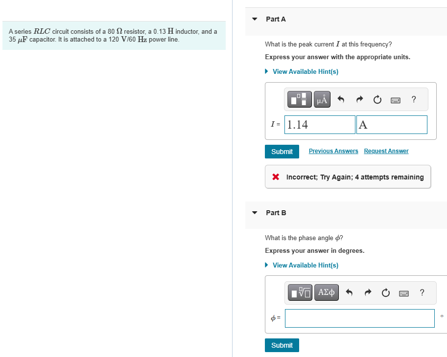 Solved A series RLC ﻿circuit consists | Chegg.com