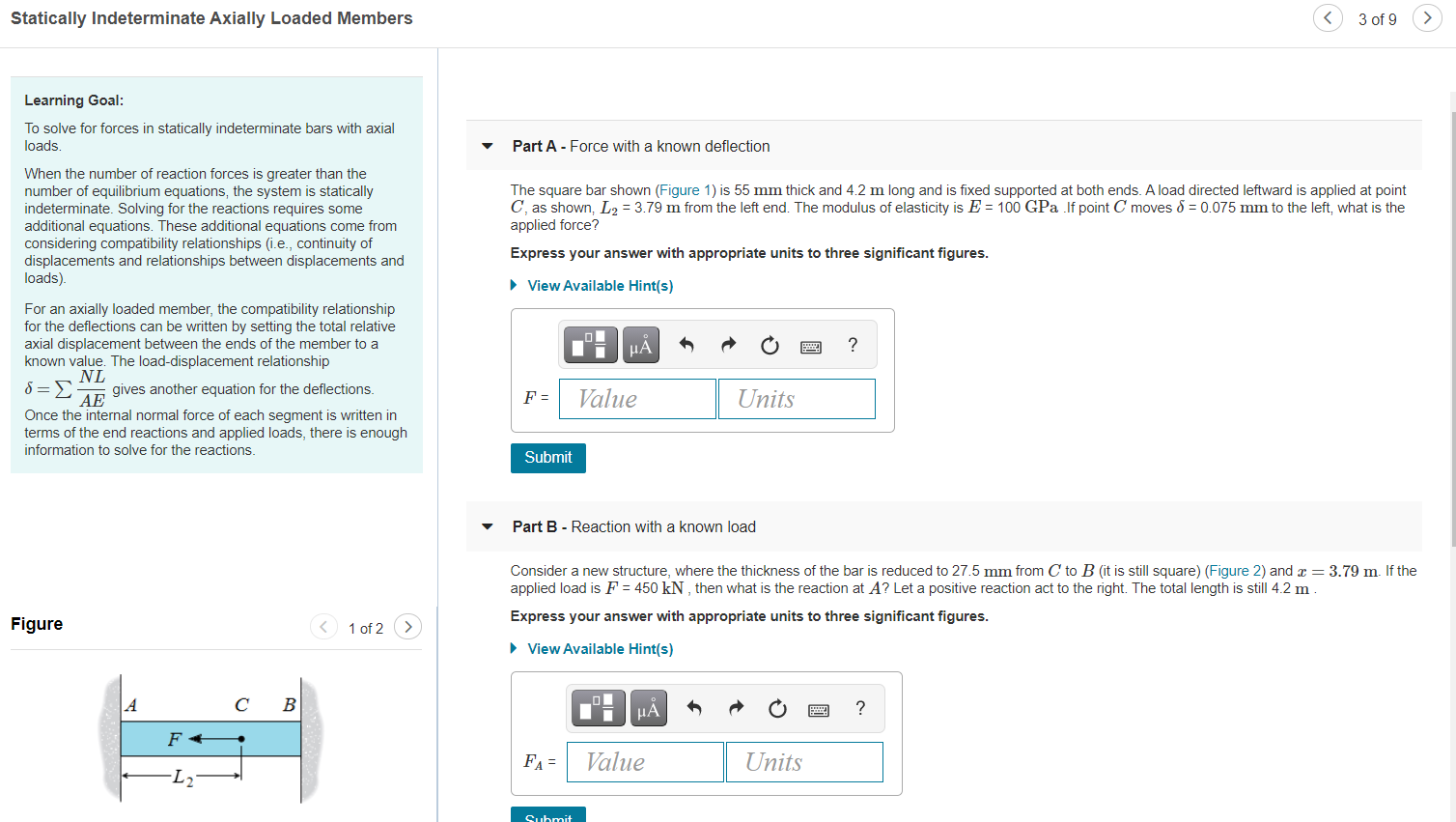 Solved Statically Indeterminate Axially Loaded Members 3 of | Chegg.com