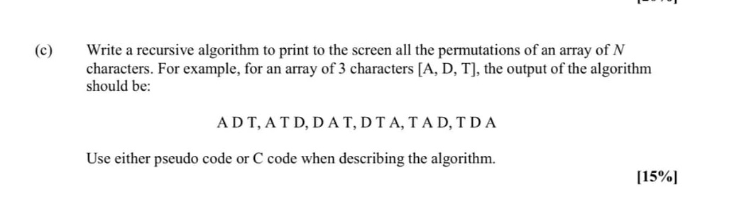 Solved Write a recursive algorithm to print to the screen | Chegg.com