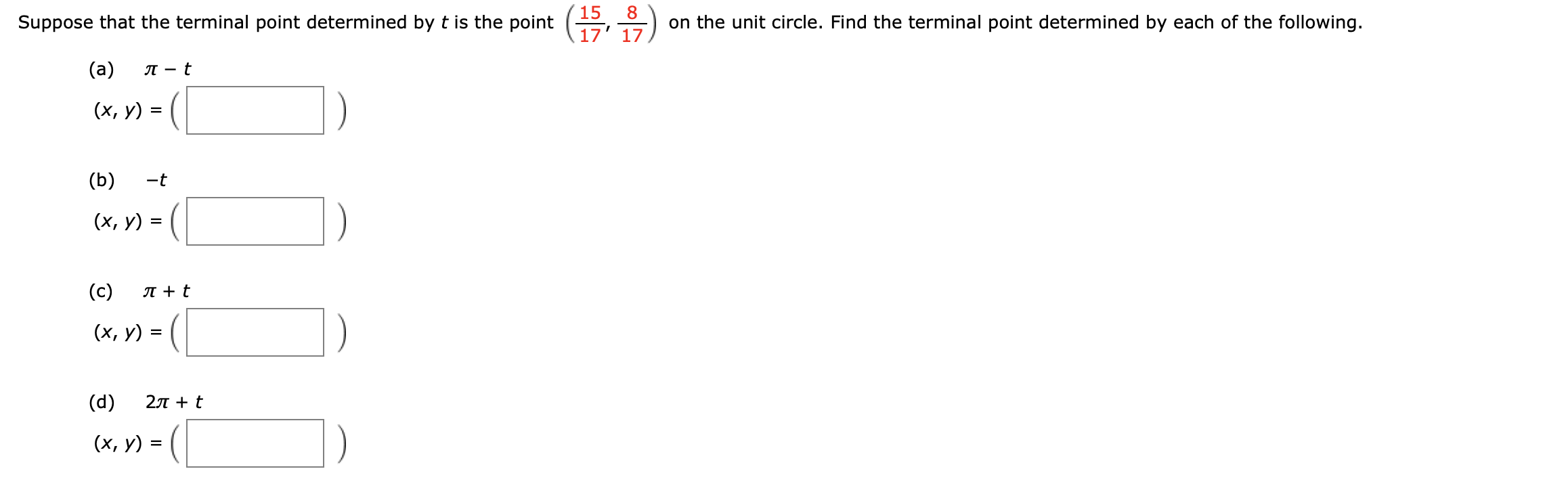 Solved Find the terminal point P(x, y) on the unit circle | Chegg.com