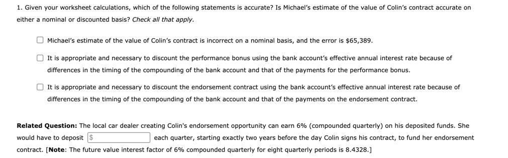 Contract Evaluation Worksheet Complete the following | Chegg.com