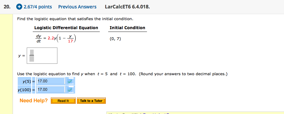 Solved Find the logistic equation that satisfies the initial | Chegg.com Solved Find the logistic equation that satisfies the initial | Chegg.com