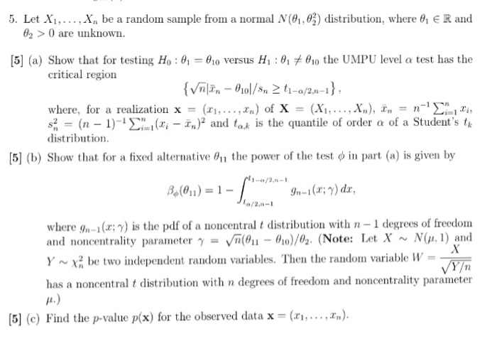 Solved Show that for a fixed alternative θ11 the power of | Chegg.com