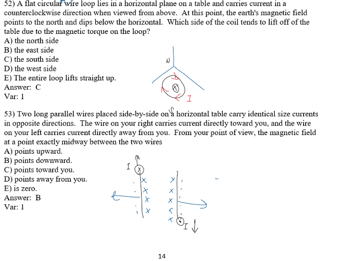 Solved 52) A flat circular wire loop lies in a horizontal | Chegg.com