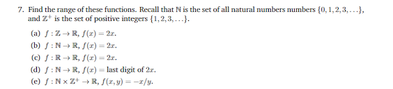 Solved 7. Find the range of these functions. Recall that N | Chegg.com
