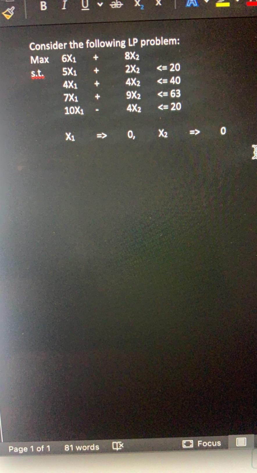 Solved В І ab Consider the following LP problem: Max 6X1 8X2 | Chegg.com