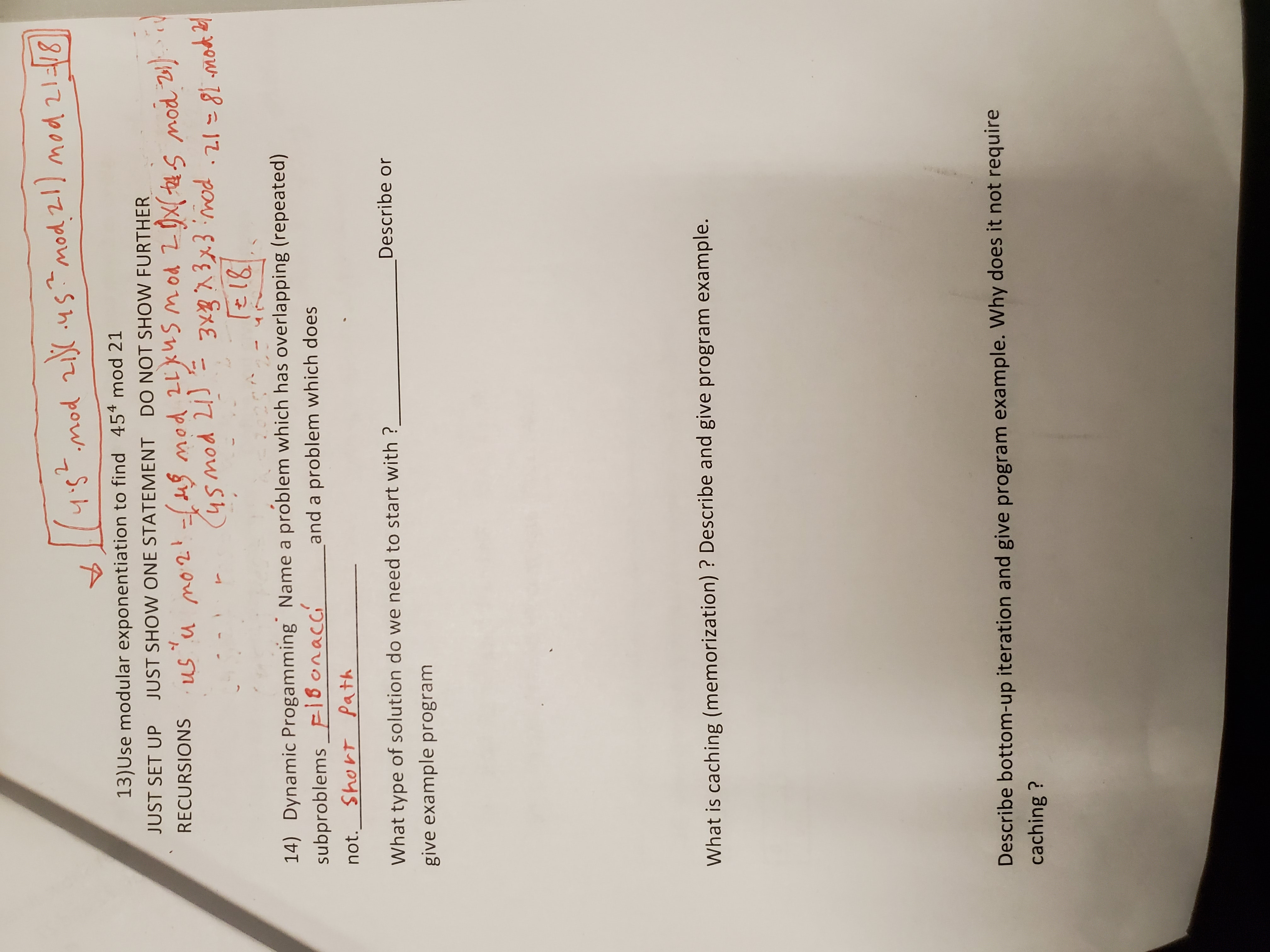 Solved 14) Dynamic Progamming Name a próblem which has | Chegg.com