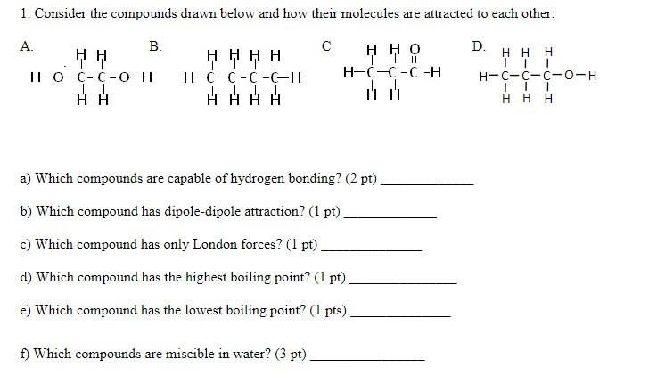 Solved 1. Consider the compounds drawn below and how their | Chegg.com