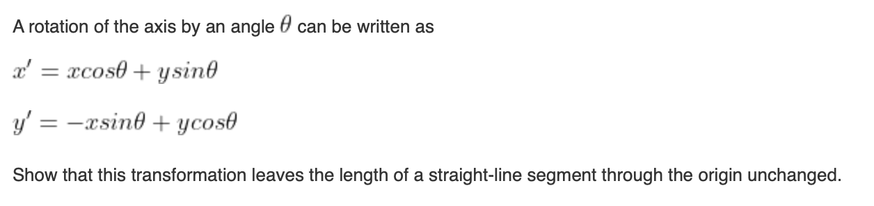 Solved A rotation of the axis by an angle can be written as | Chegg.com