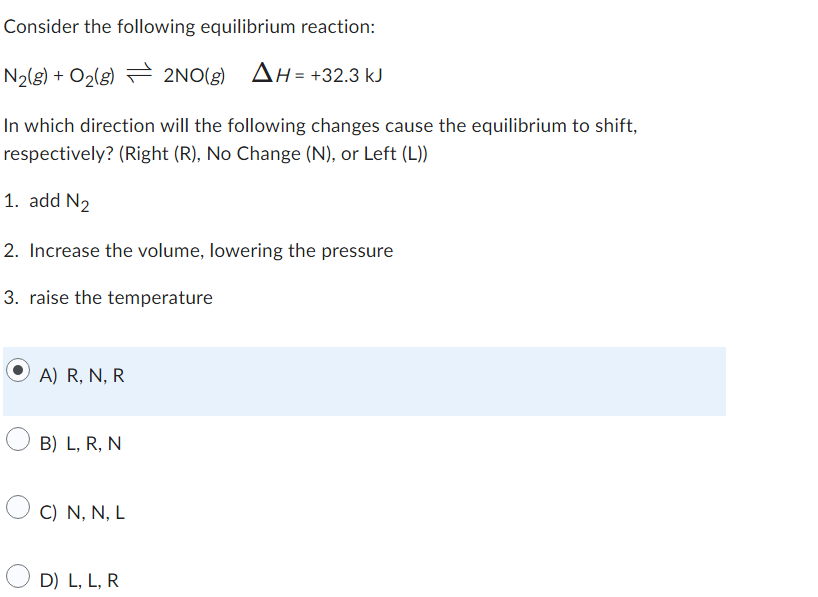 Solved Consider the following equilibrium reaction: | Chegg.com