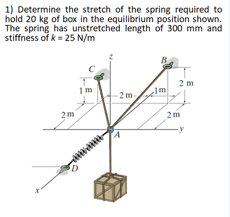 Solved 1) Determine the stretch of the spring required to | Chegg.com