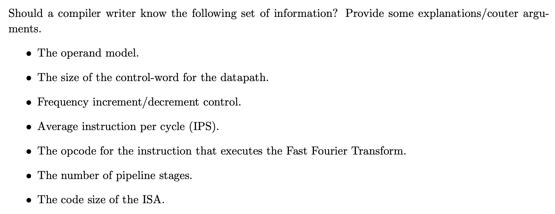 Solved Should a compiler writer know the following set of | Chegg.com