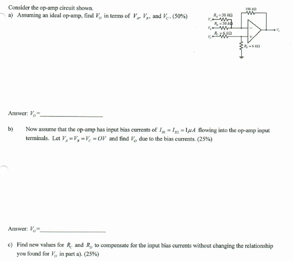 Solved Consider the op-amp circuit shown.a) ﻿Assuming an | Chegg.com