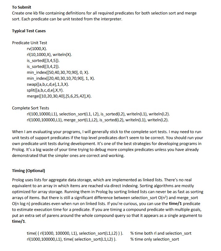 Solved COMP 333 Prolog Programming Project \#1: Sorting | Chegg.com