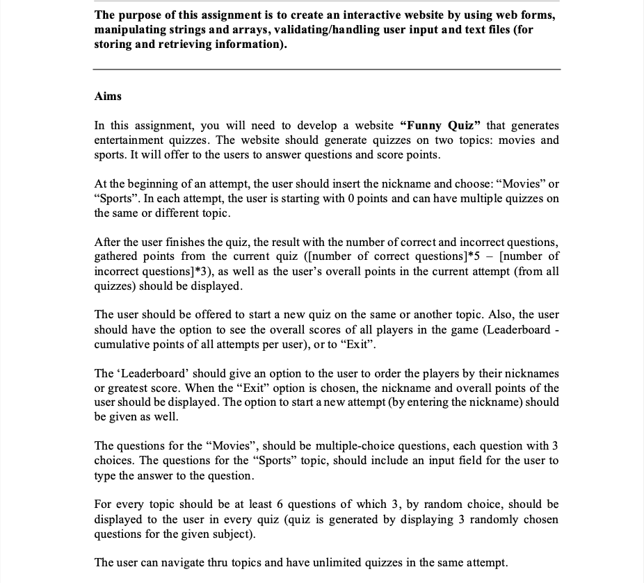 Solved The purpose of this assignment is to create an | Chegg.com