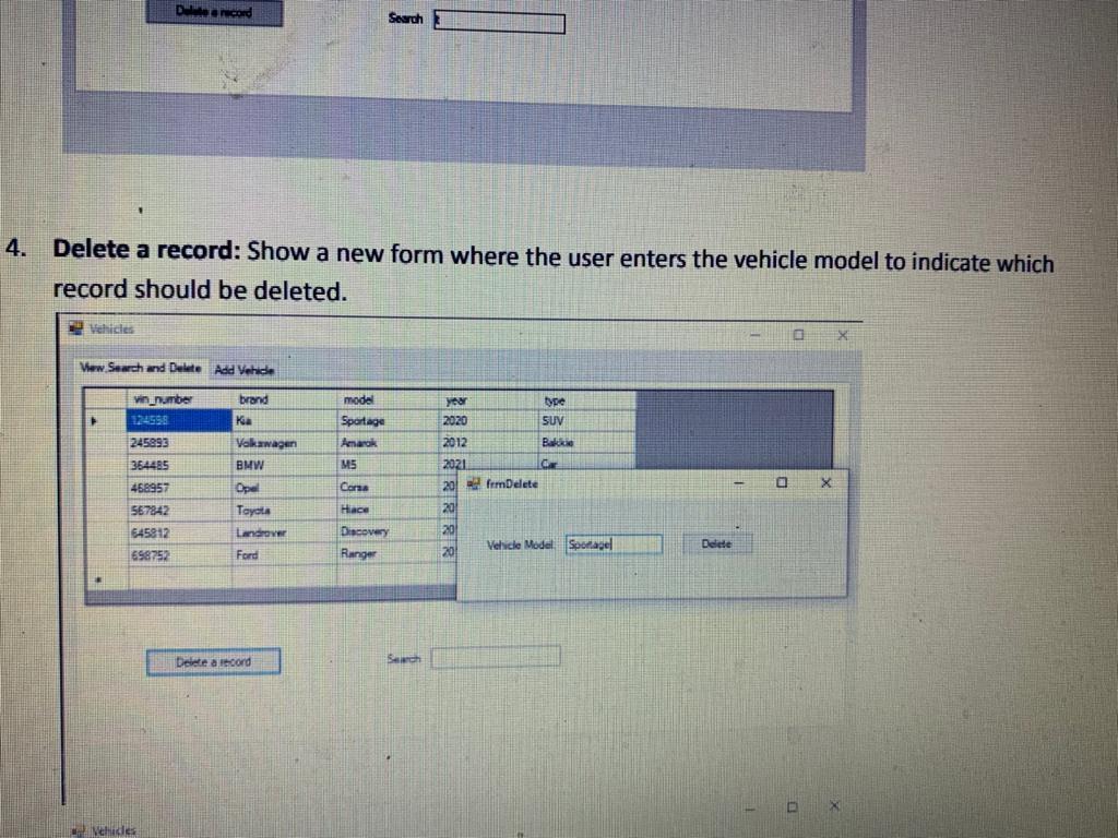 INSERT & DELETE & SEARCH Create a suitable database | Chegg.com