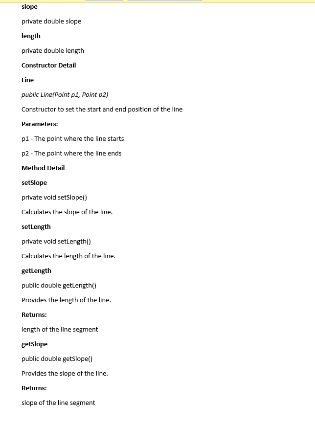 Solved Line Class Field Summary Modifier and Type private | Chegg.com