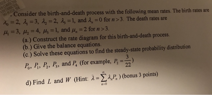 Solved 、 Consider the birth-and-death process with the | Chegg.com