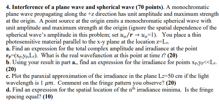 4. Interference of a plane wave and spherical wave | Chegg.com