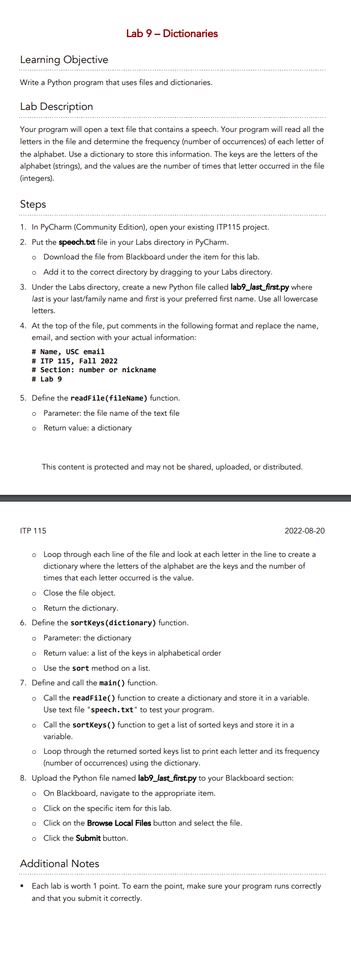 Solved Lab 9 - Dictionaries Learning Objective Write a | Chegg.com