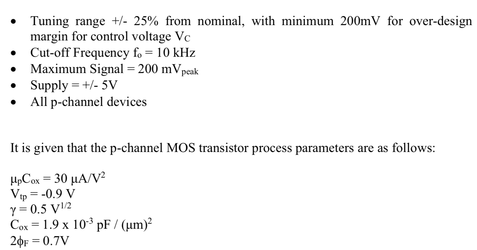2. Design a MOSFET-C fully-balanced filter based on | Chegg.com