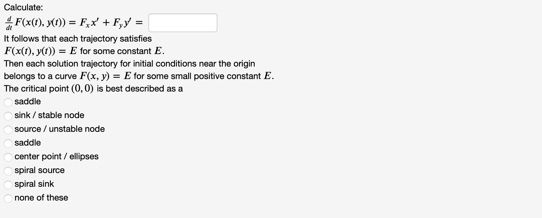 Solved (1 point) The nonlinear spring equation x" + 4x - x2 | Chegg.com