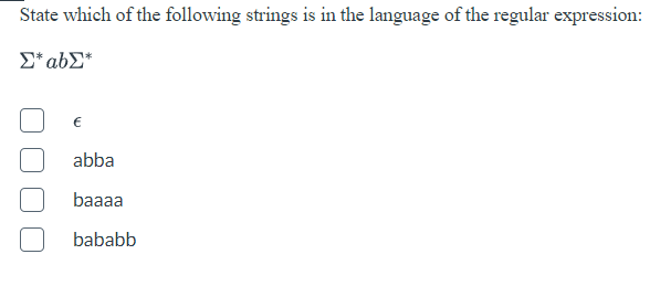 Solved State which of the following strings is in the | Chegg.com
