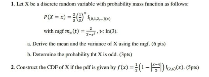 Solved 1. Let X be a discrete random variable with | Chegg.com