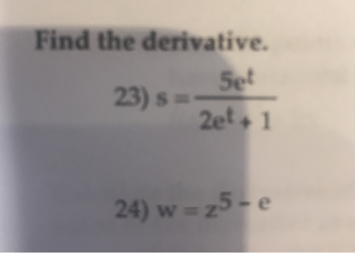 Solved Find the derivative. Set 2et+ 1 | Chegg.com