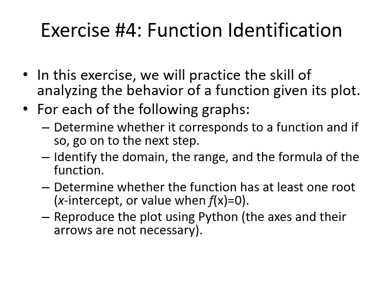 Solved Exercise 4 Function Identification • In This 