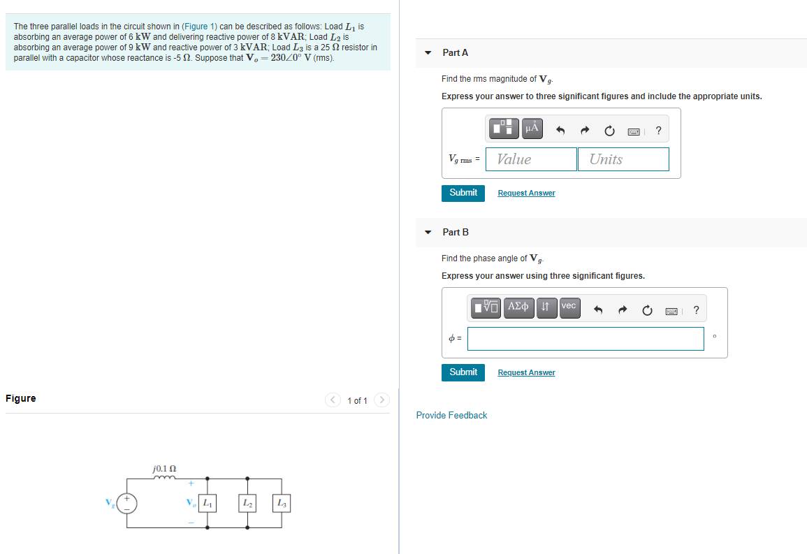 Solved The three parallel loads in the circuit shown in | Chegg.com