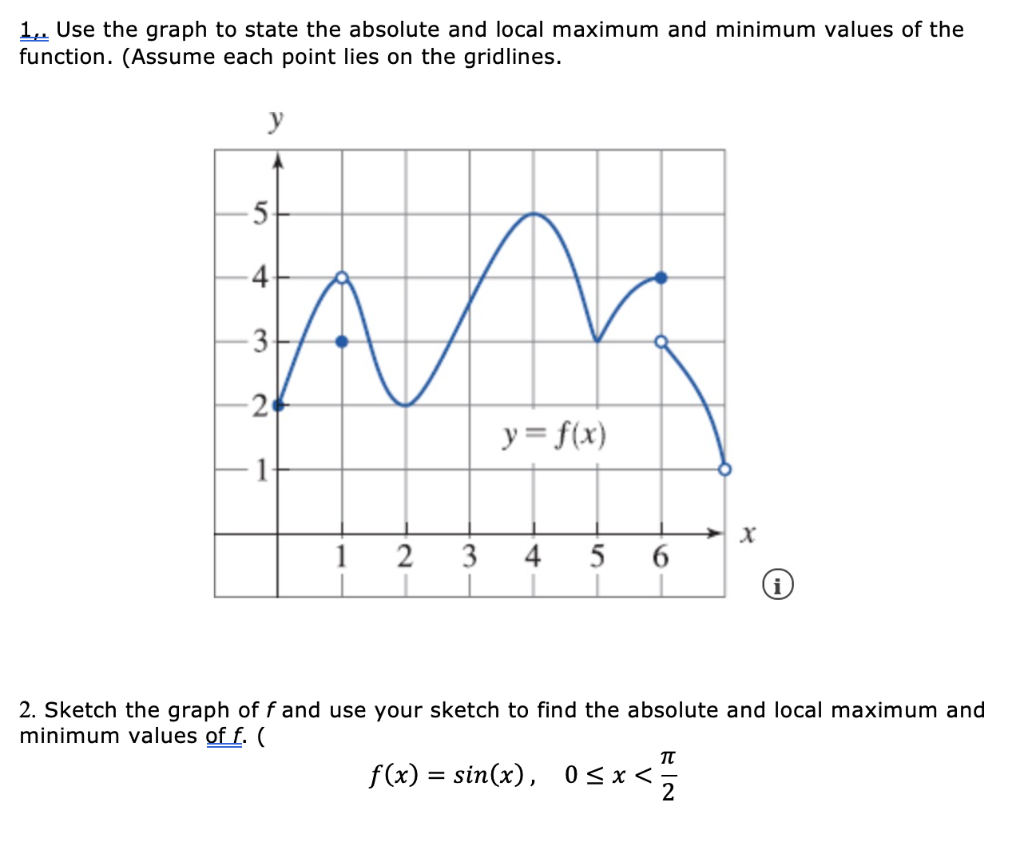 Solved 1. Use the graph to state the absolute and local | Chegg.com