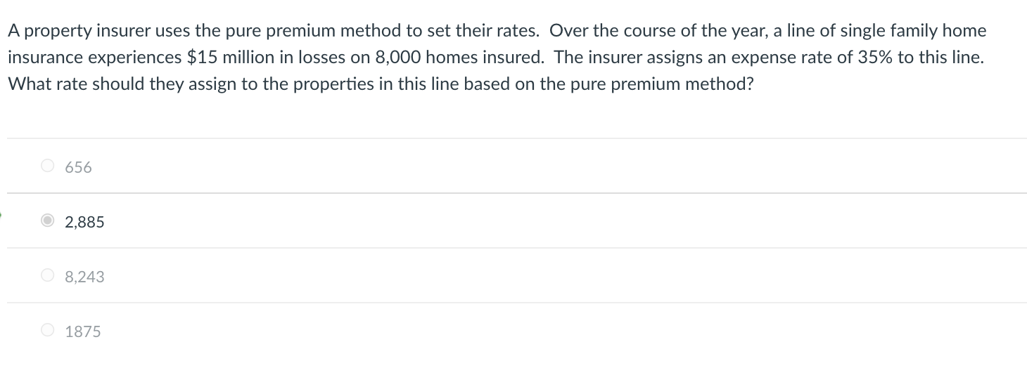 Solved A property insurer uses the pure premium method to | Chegg.com