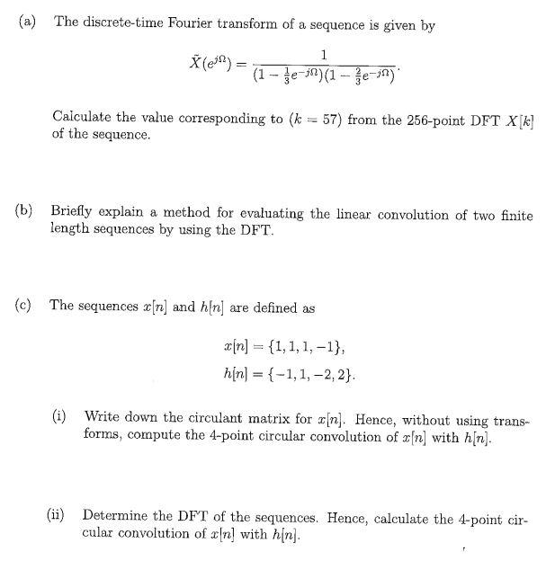 Solved (a) The discrete-time Fourier transform of a sequence | Chegg.com